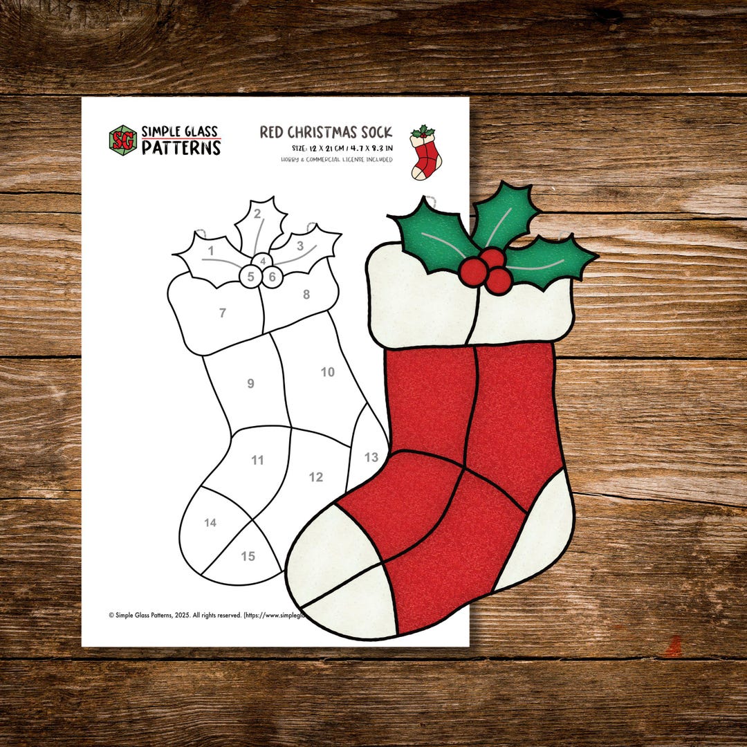 Christmas Sock Stained Glass Patterns • Easy-to-do and Simple Suncatcher for Beginners • Cricut ...