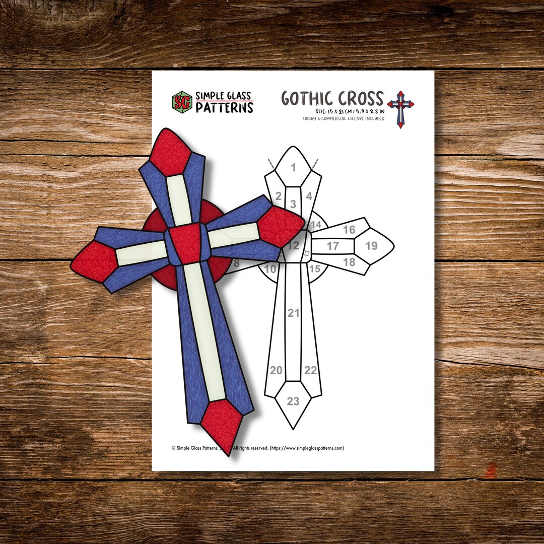 Gothic Cross Stained Glass Pattern • Easy Suncatcher Designs for ...