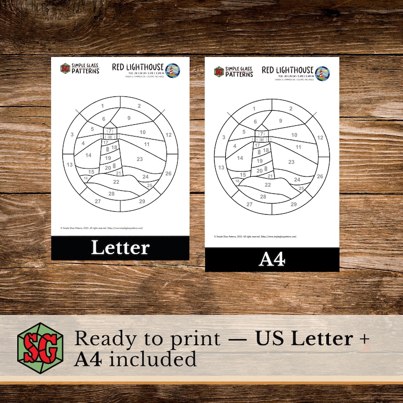 Red Lighthouse Stained Glass Pattern • Beach Suncatcher Designs for ...