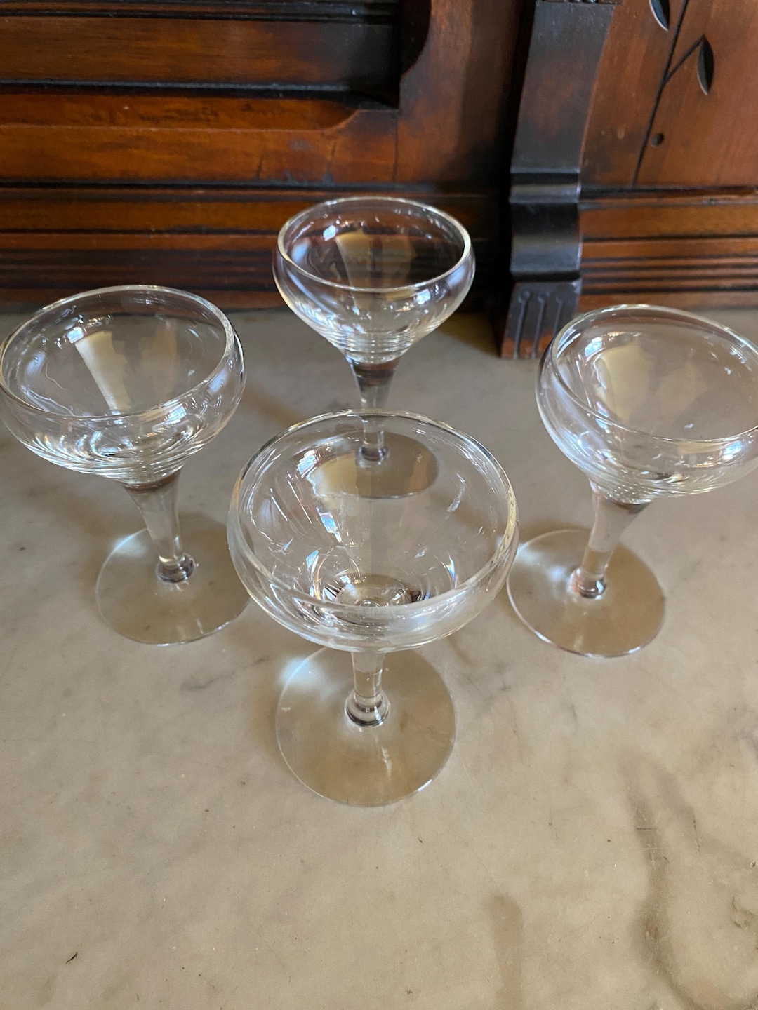 Set of 4 Vintage Coupe Glasses -- Clear Cocktail Glasses -- Small ...