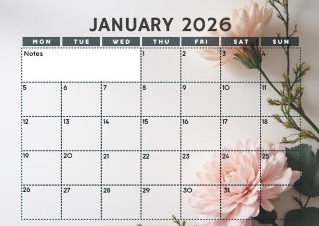 2026 Printable Calendar, Minimalist Flower Design (digital Download) - Etsy