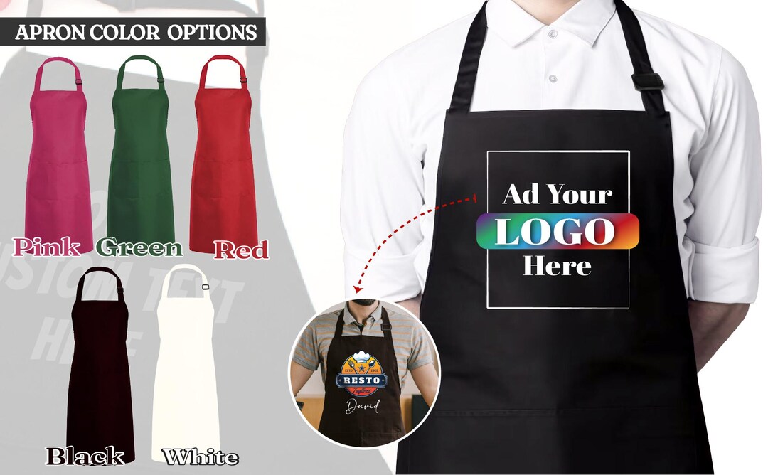 Add Your Logo Apron, Custom Company Apron, Personalized Business Unisex ...