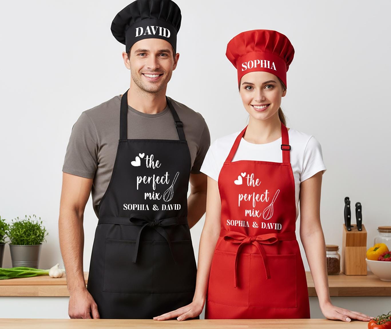 Custom Matching Aprons for Couples, Personalized Aprons for Men Women ...