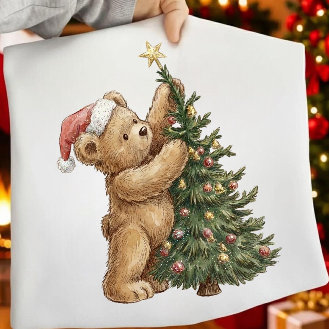 Vintage Christmas Bear and Tree PNG, Retro Holiday Digital Download - Etsy