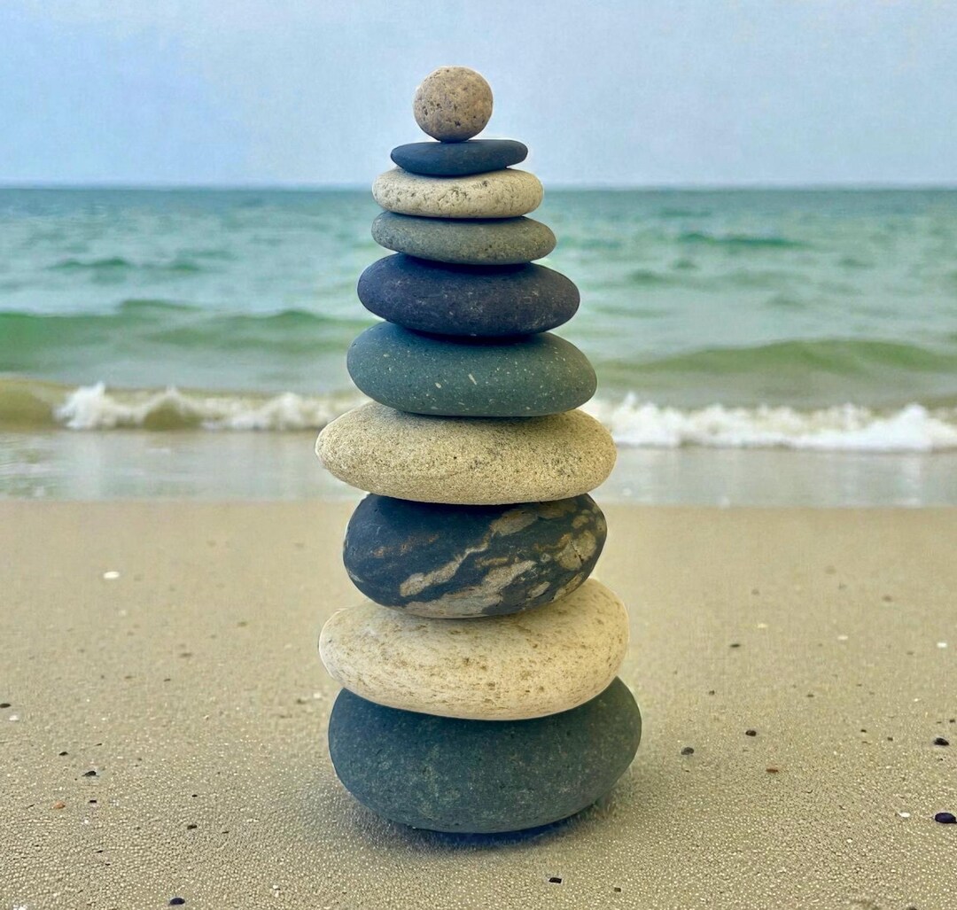 Stacked Stones Cairn Pacific Ocean Garden Restackable Balancing Rocks ...