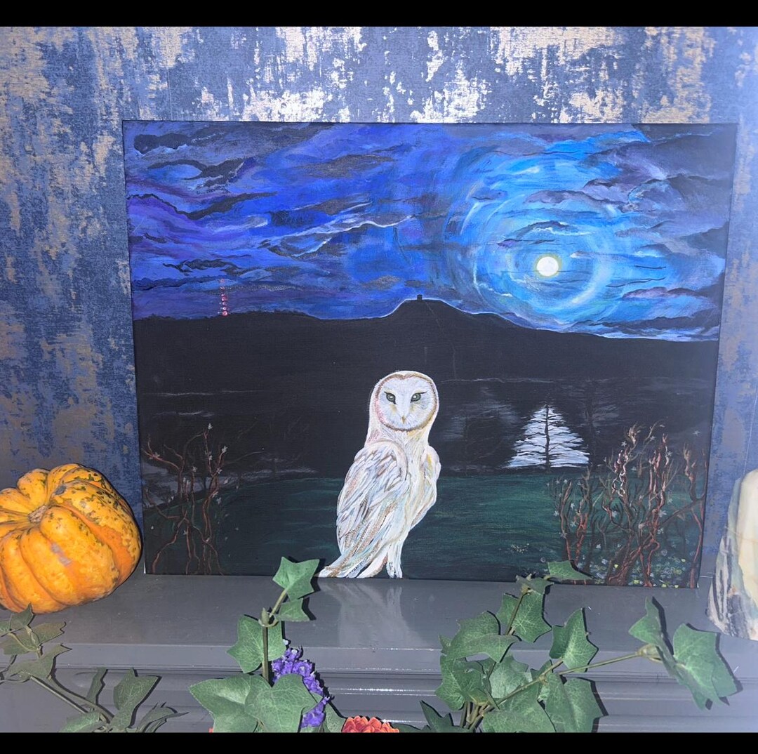 Owl Under the Full Moon, Rivington - Etsy