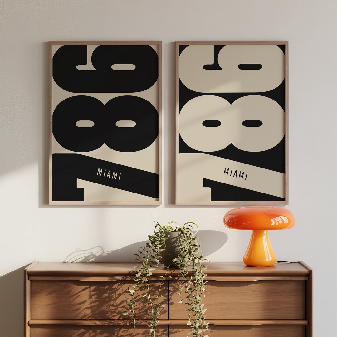 Miami Florida 786 Area Code Print Set, Minimalist Typography Poster - Etsy