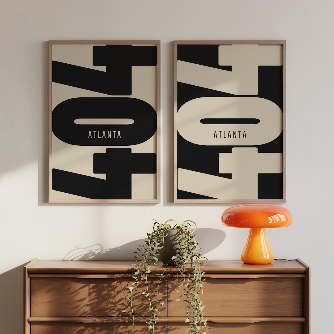Atlanta Georgia 404 Area Code Print Poster Set, Minimalist Wall Art - Etsy