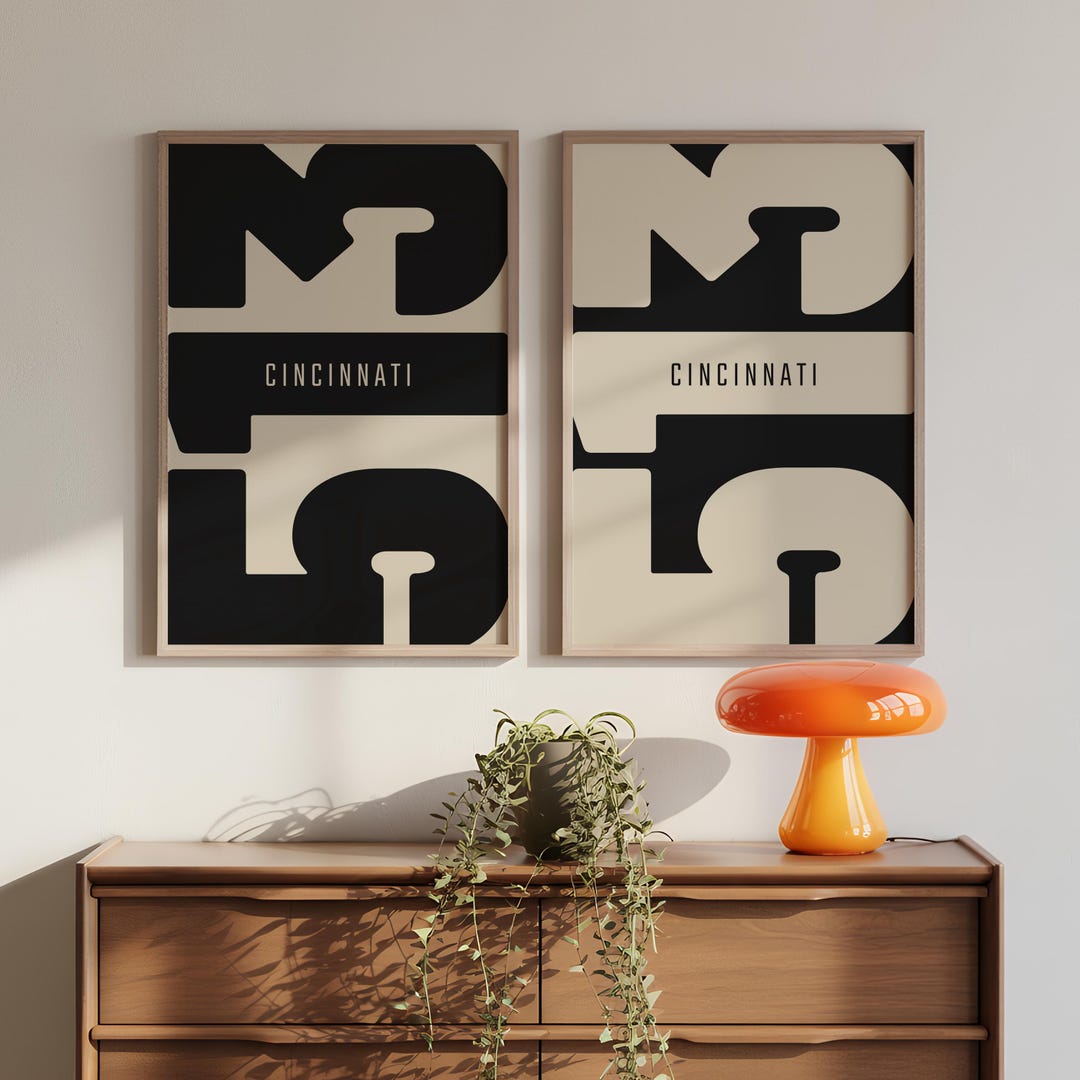 Cincinnati Ohio Area Code 513 Print Set, Minimalist Typography Poster ...