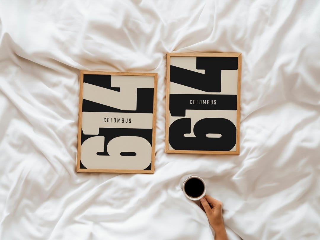 Columbus Ohio 614 Area Code Poster Set, Minimalist Typography Print - Etsy
