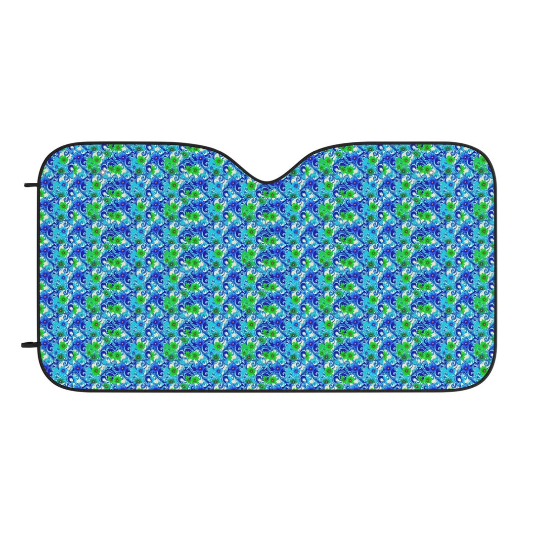 Blue Green Floral Pattern Car Sun Shade | Windshield Sunshade - Etsy