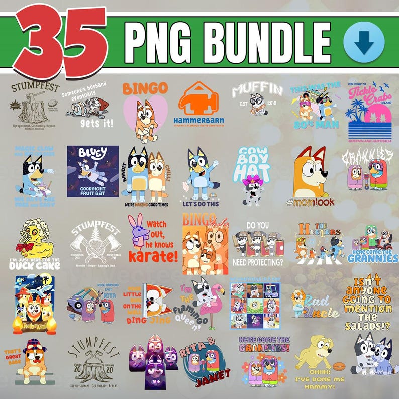 Bluey PNG | 30+ PNG Mega Bundle | Bluey Family Clipart | Bluey Dog ...