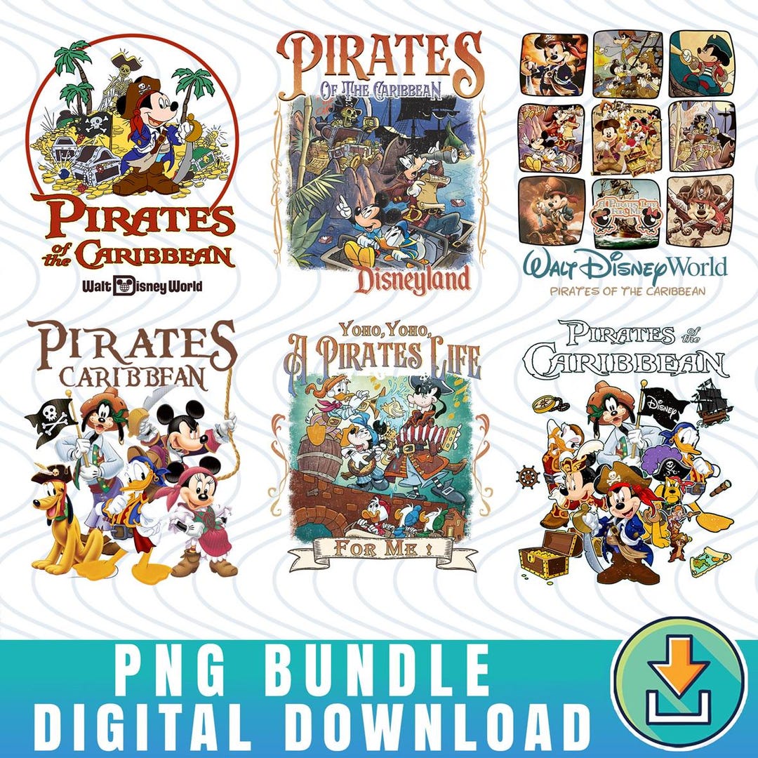 Vintage Pirates of the Caribbean Designs Bundle, Pirates Mickey and ...