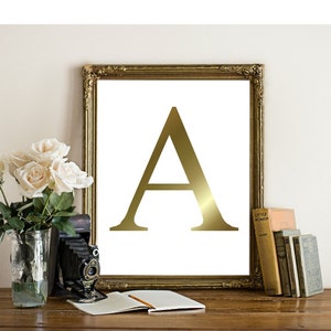 Printable Gold Letter Art, Gold Letter a B C D E F G H I J K L M N O P ...