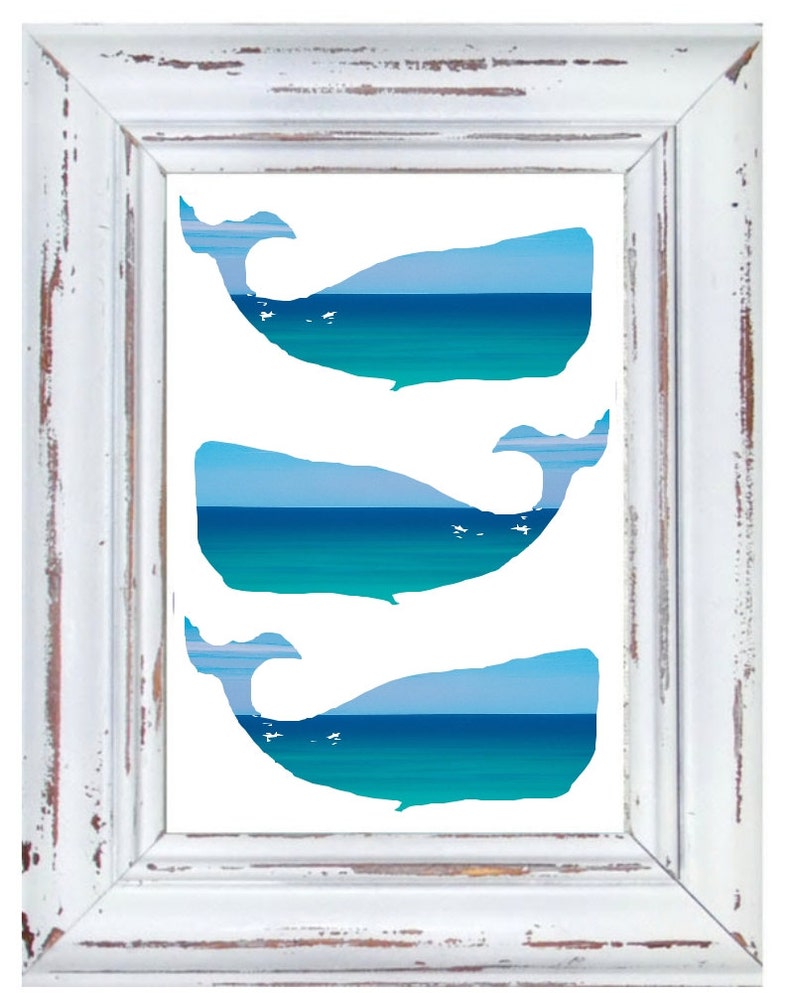 Moby Whale Art Print Coastal Wall Decor Whale Print - Etsy