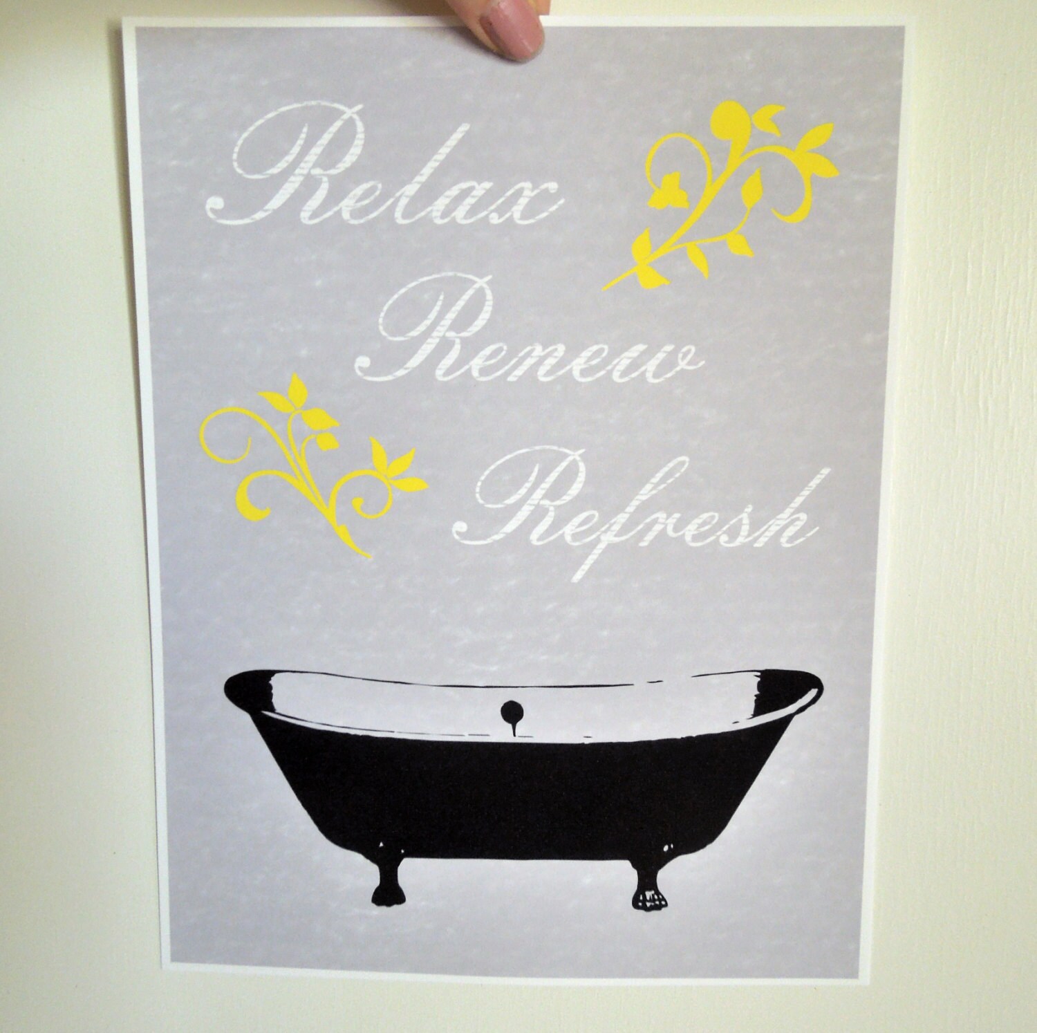 Bathroom Art Print Bath tub artwork Poster Gray and black | Etsy