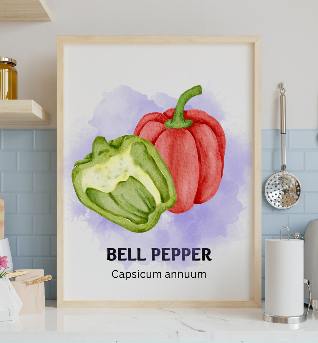 Red and Green Bell Pepper Art Print, Kitchen Decor, Kitchen Wall Decor ...