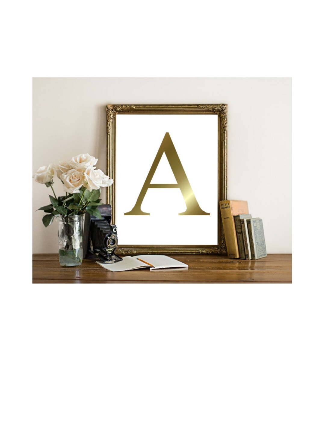 Printable Gold Letter Art, Gold Letter a B C D E F G H I J K L M N O P ...