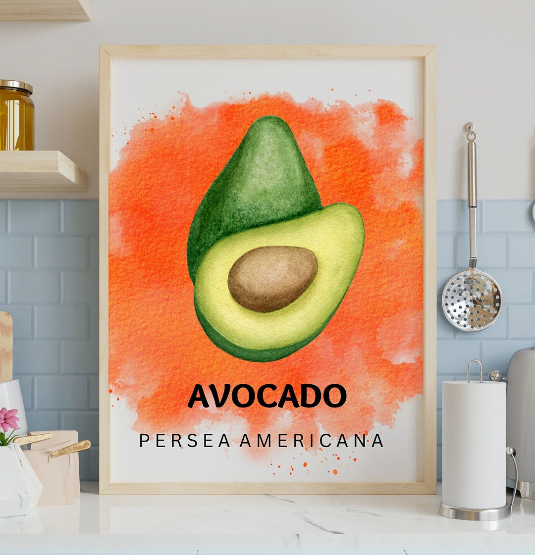 Avocado Art Print, Kitchen Decor, Kitchen Wall Decor, Fruit Art Print ...