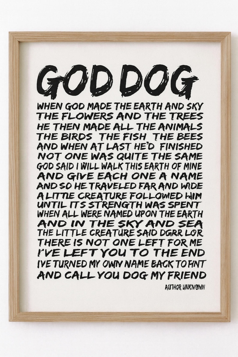 God Dog Poem Art Print: Inspirational Dog Lover Gift - Etsy