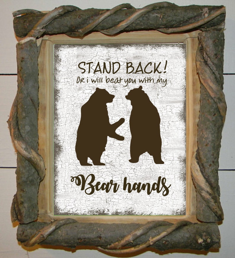 Log Cabin Art, Bear Art Print, Black Bear, Cabin Woodland Art, Funny ...