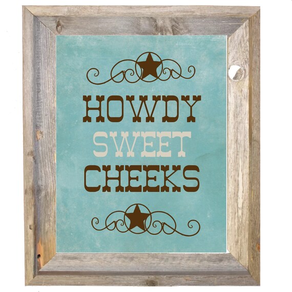 Western Bathroom Wall Decor Art Print Cowboy Cowgirl Sign | Etsy