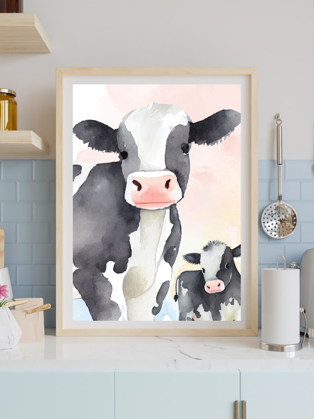 Cow Print Gifts, Cow and Calf, Dairy Cow Wall Decor, Farmhouse Style ...