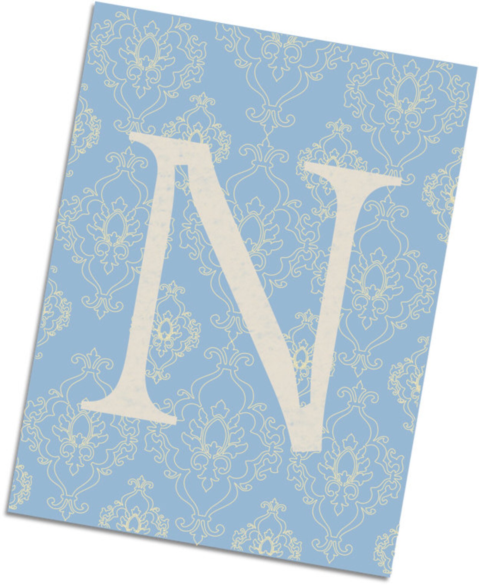 Initial Art Print Letter Art Monogram Print Damask Gift | Etsy