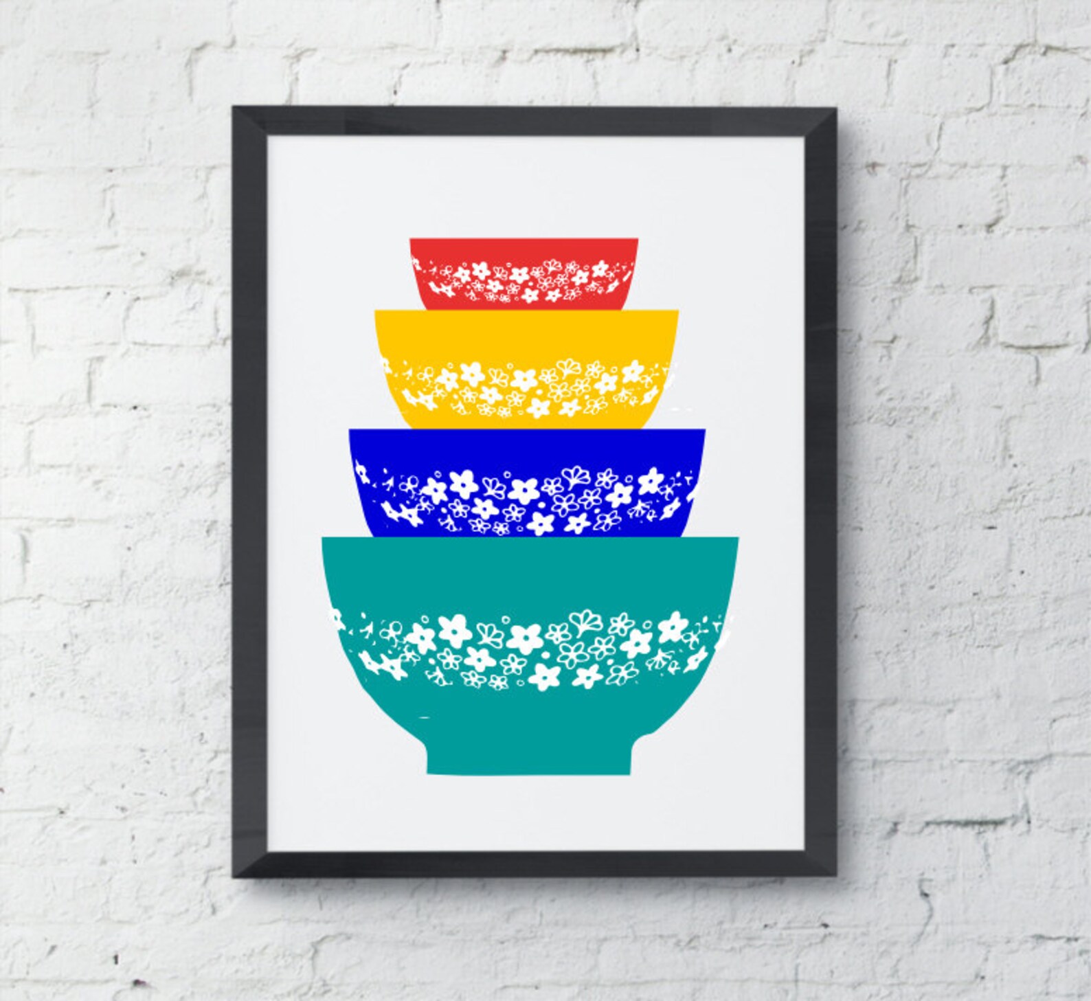 Pyrex Bowls Art Print Kitchen Wall Decor Sprint Blossom - Etsy
