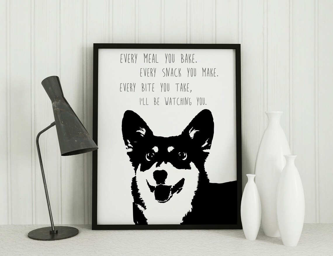 Corgi Dog Gifts Art Print Funny Quote Every Breath You | Etsy
