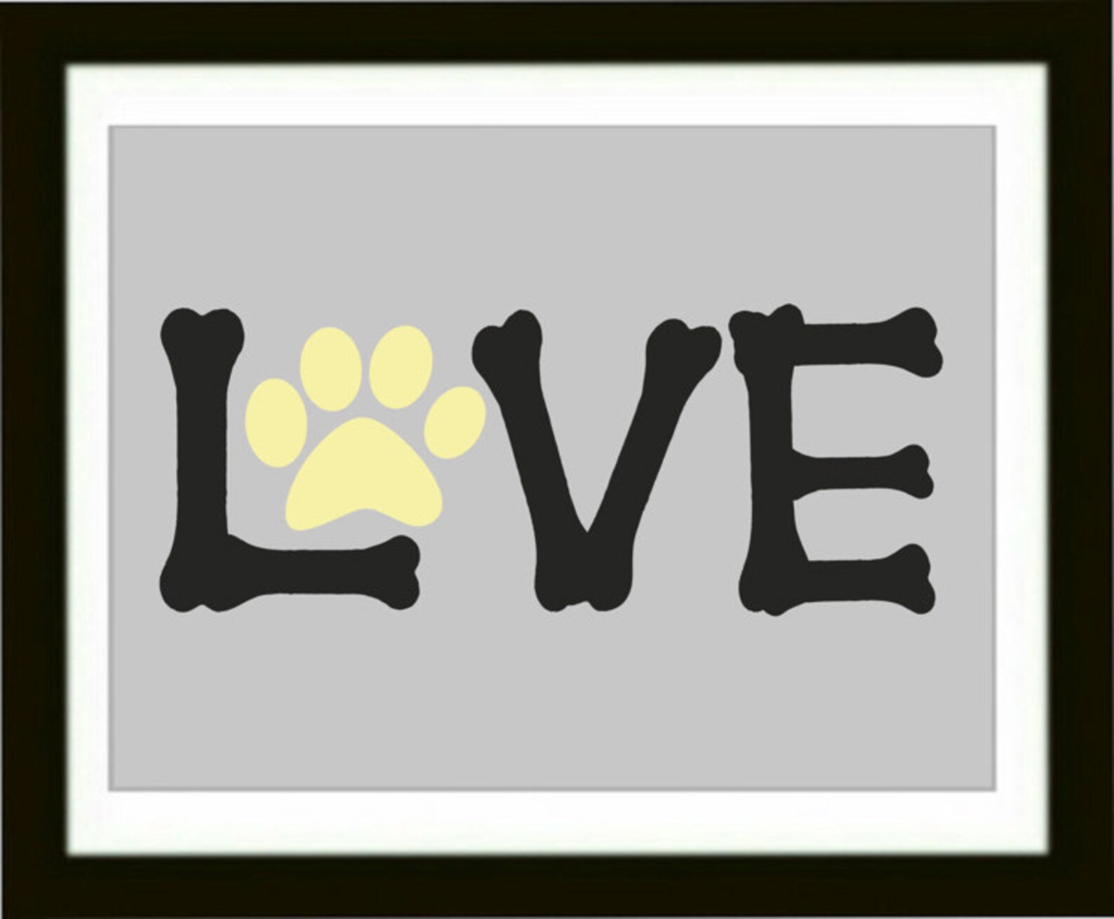 Dog Paw Art Print Word Love Artwork Pet Room Decor Dog - Etsy
