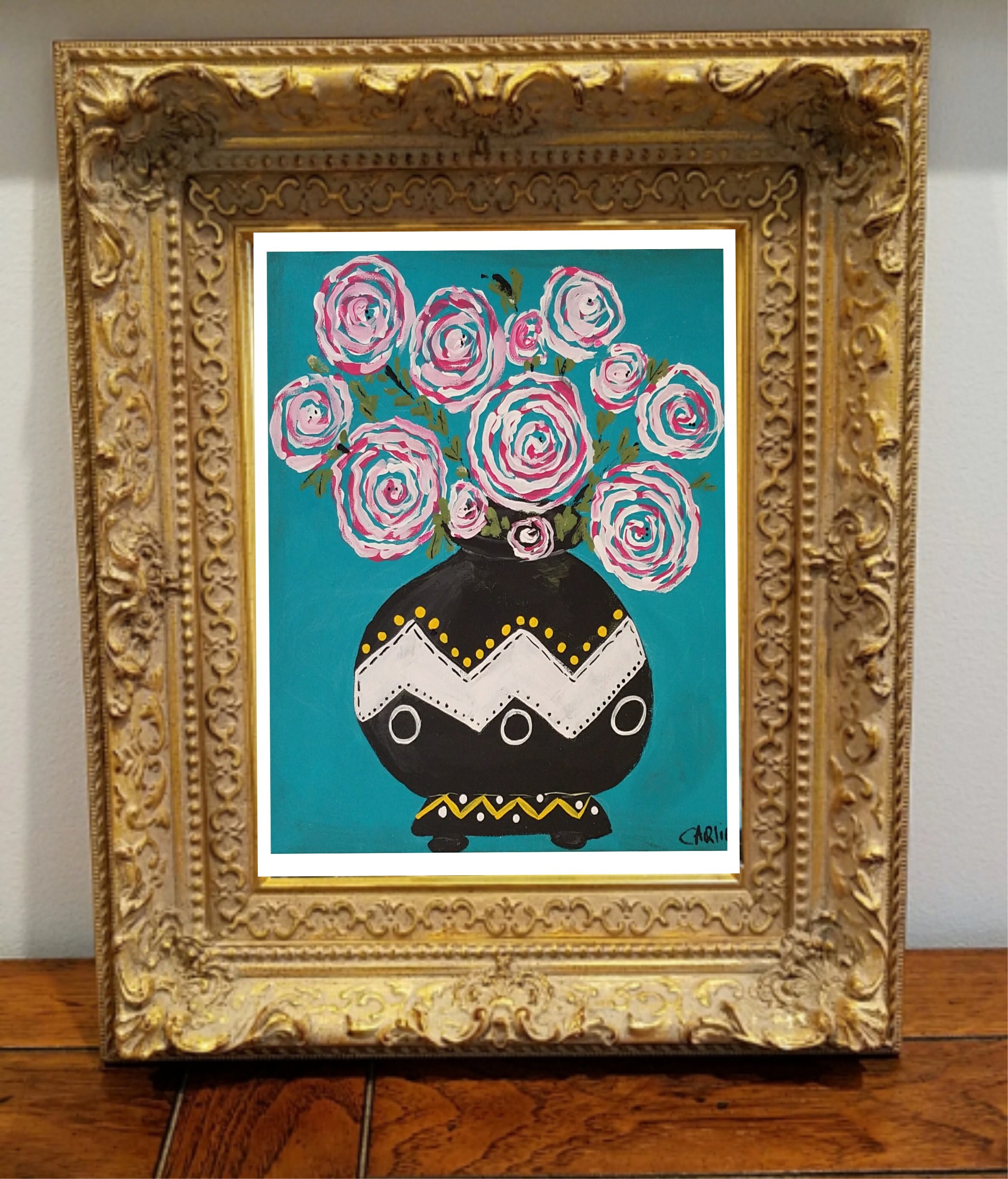 Mexican Folk Art Flower Print Spanish Wall Decor Mid Century | Etsy