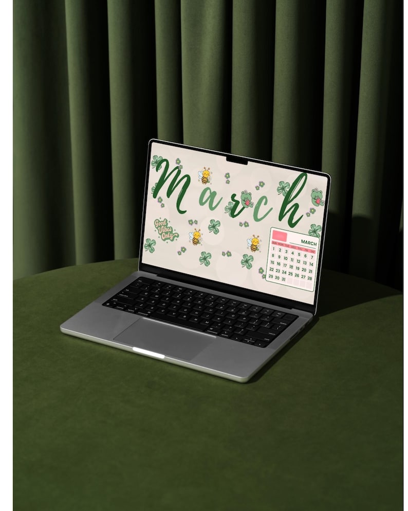 March Aesthetic Laptop Wallpaper | Digital Monthly Calendar Desktop ...
