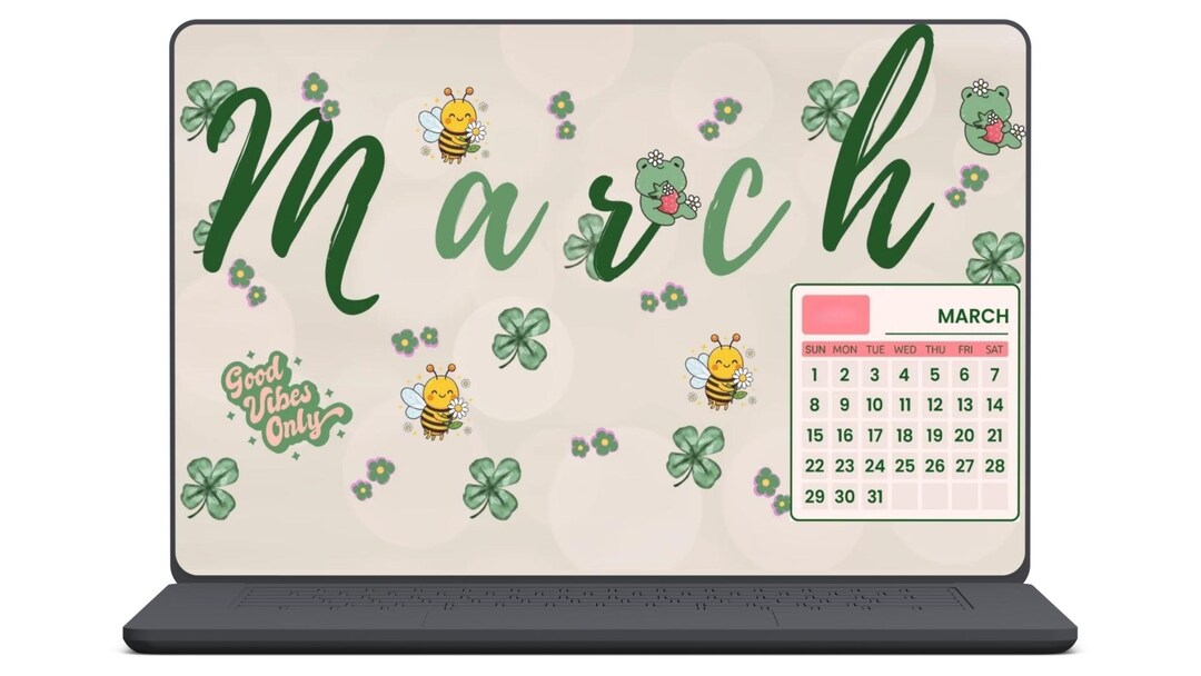 March Aesthetic Laptop Wallpaper | Digital Monthly Calendar Desktop ...