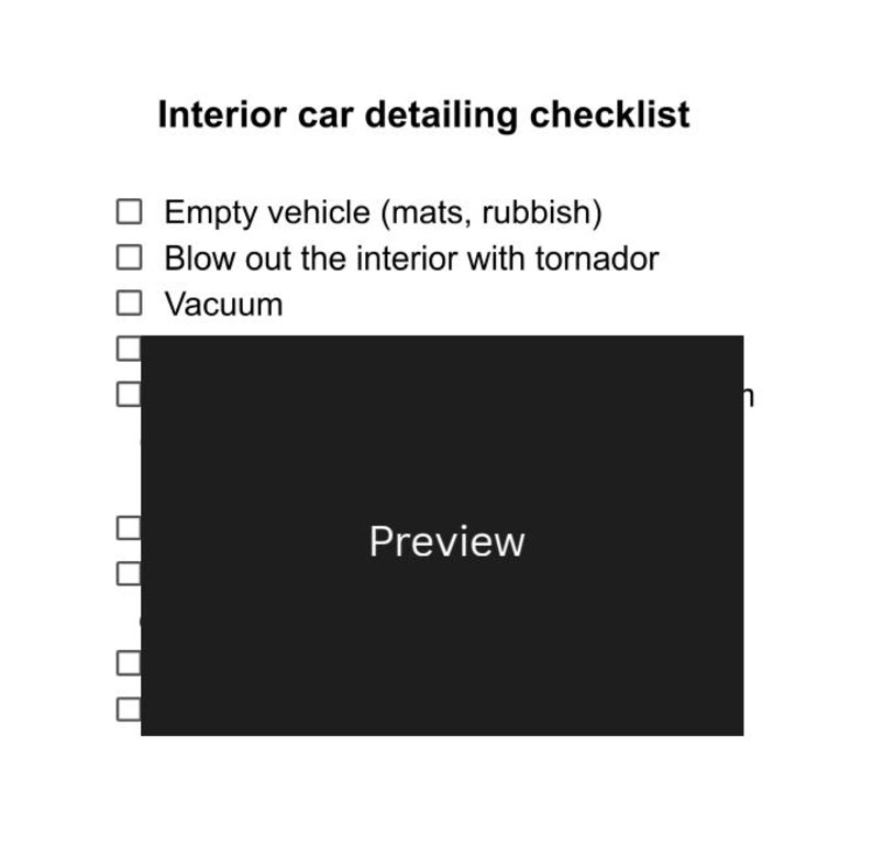 Interior Detailing Checklist - Etsy