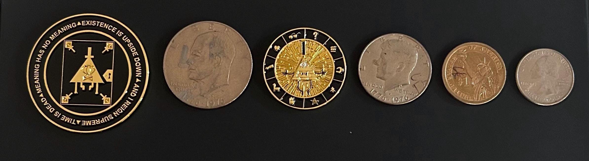 Bill Cipher Collector Coin | 3D Gold & Black Illuminati Token - Etsy
