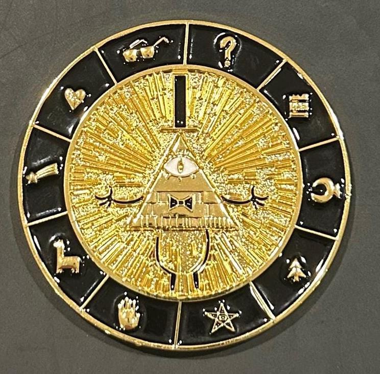 Bill Cipher Collector Coin | 3D Gold & Black Illuminati Token - Etsy