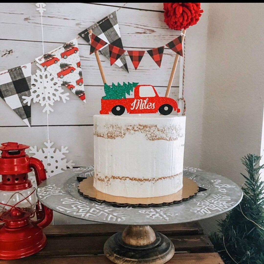 Christmas Red Truck Cake Topper - Etsy
