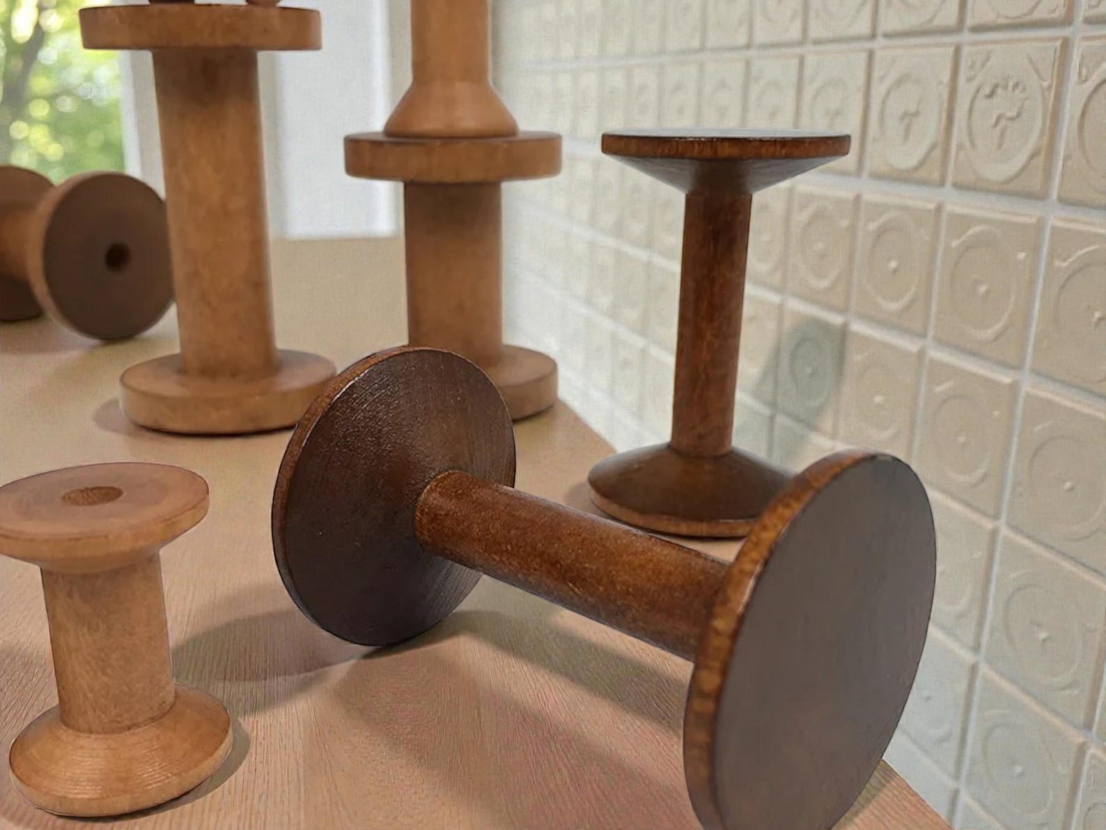 Natural Wooden Spools for Crafts & Sewing | Empty Thread Spools for DIY ...