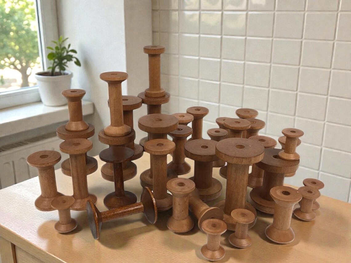 Natural Wooden Spools for Crafts & Sewing | Empty Thread Spools for DIY ...