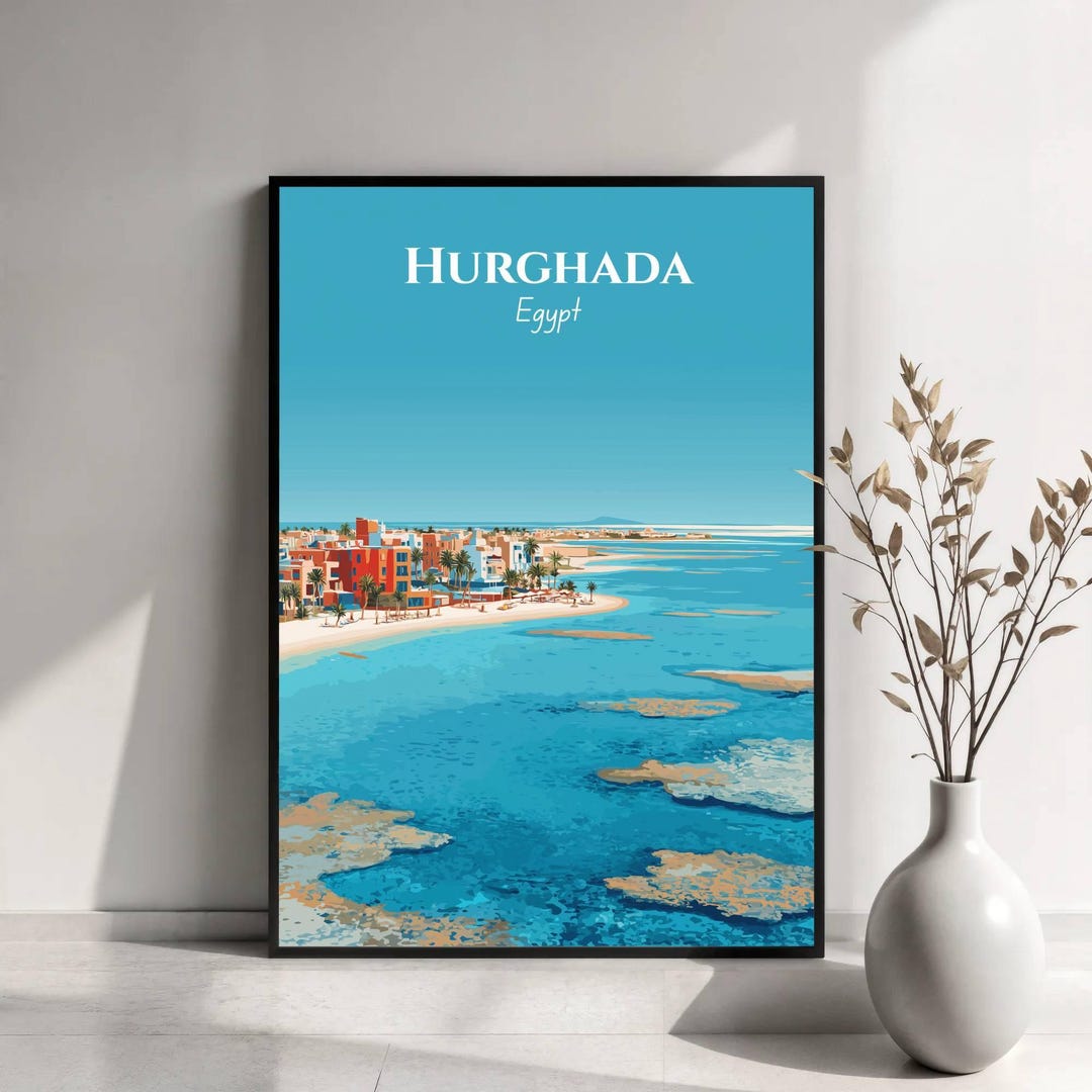 Hurghada Travel Poster | Hurghada Egypt Wall Art | Red Sea Resort Print ...
