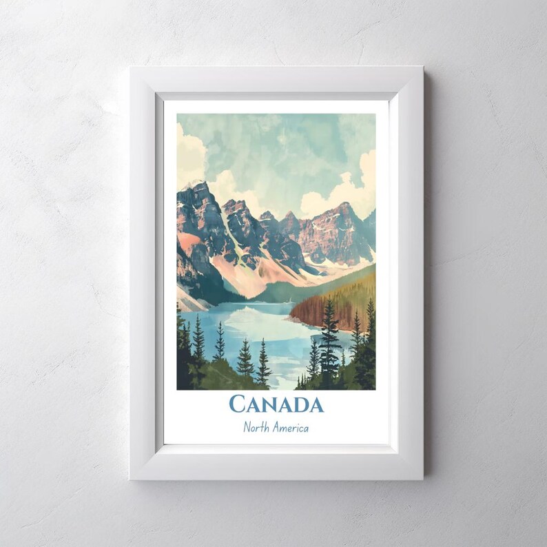 Canada Wall Art | North America Travel Poster | Illustrated Mountains ...