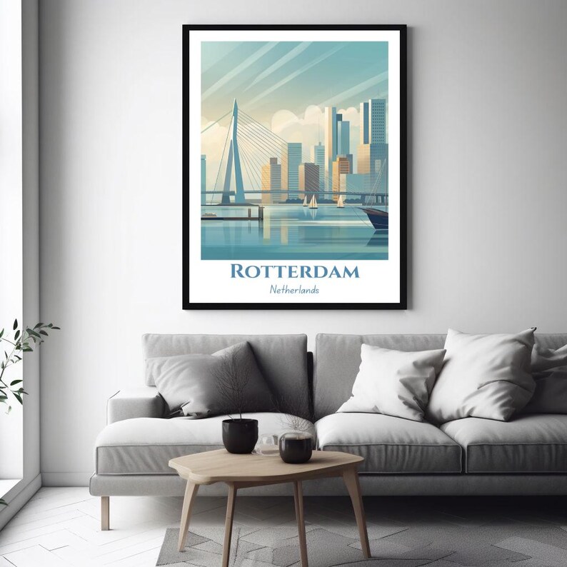 Rotterdam Wall Art | Netherlands Travel Poster | Illustrated Modern ...
