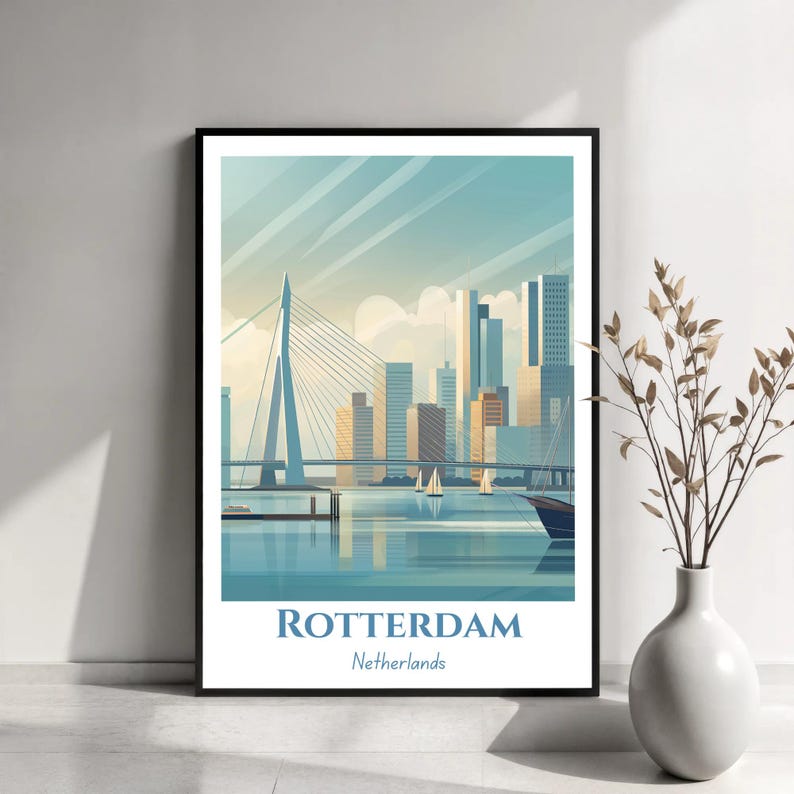 Rotterdam Wall Art | Netherlands Travel Poster | Illustrated Modern ...