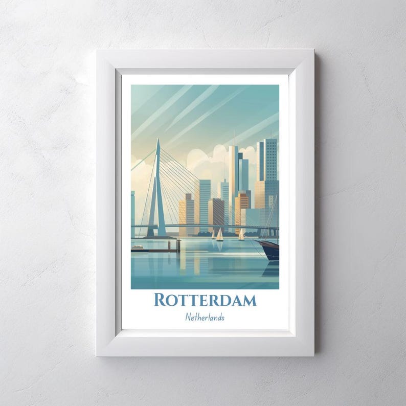 Rotterdam Wall Art | Netherlands Travel Poster | Illustrated Modern ...
