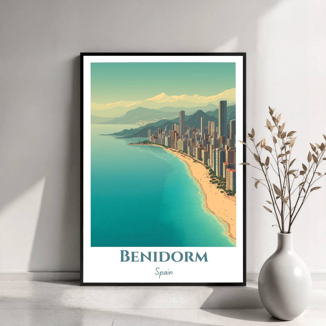 Benidorm Travel Poster | Benidorm Spain Wall Art | Costa Blanca Resort ...