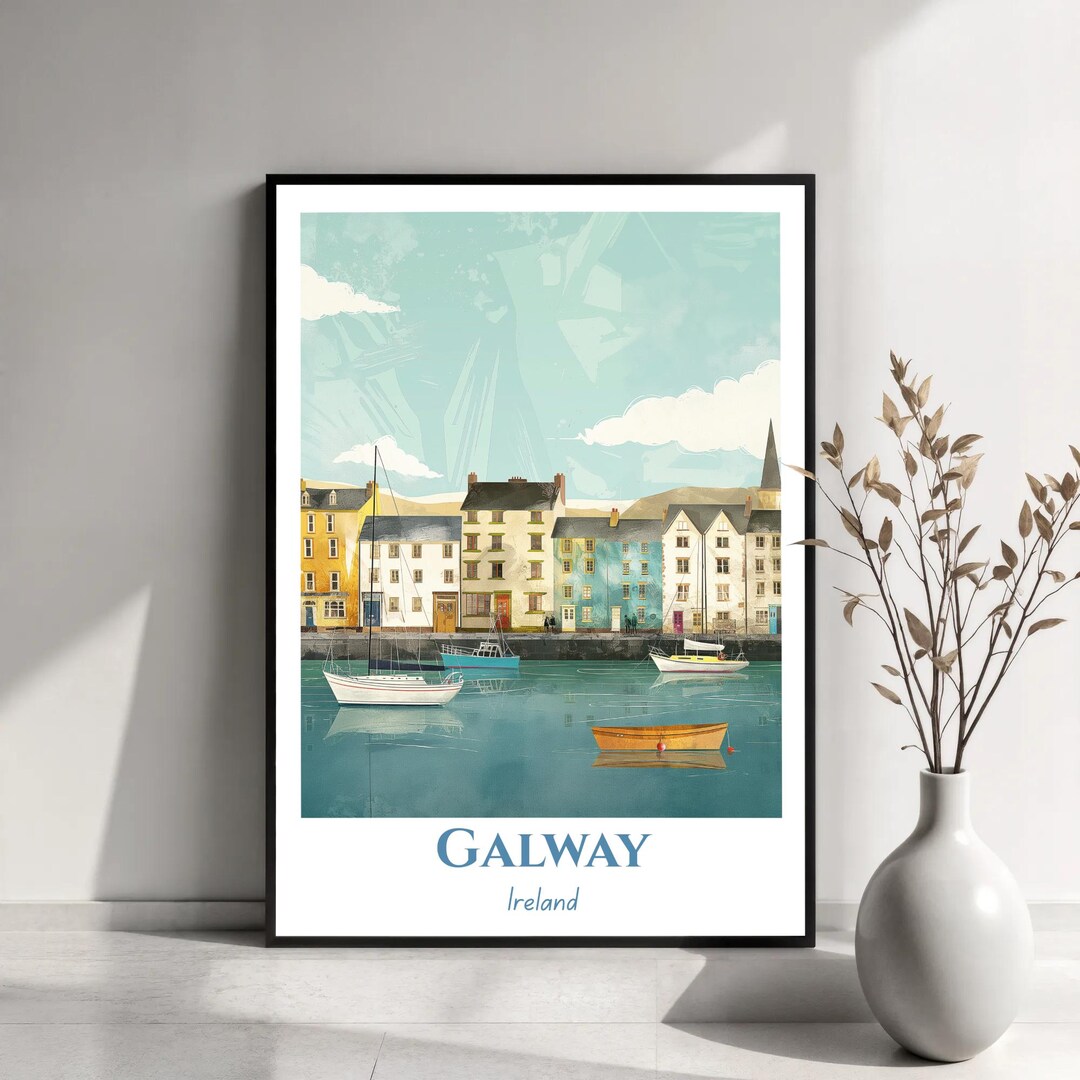 Galway Wall Art | Ireland Travel Poster | Illustrated Coastal City ...
