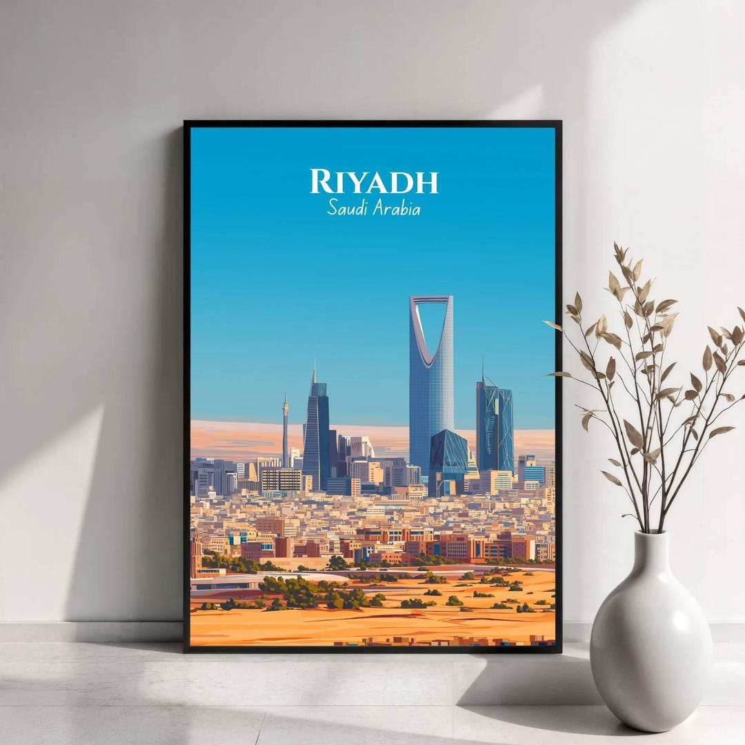 Riyadh Wall Art: Modern City Skyline, Saudi Arabia Travel Poster ...