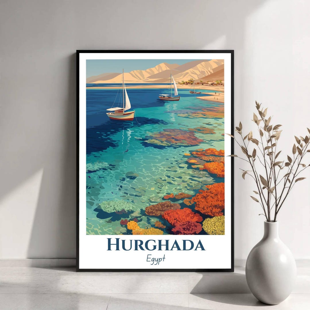 Hurghada Travel Poster | Hurghada Egypt Wall Art | Red Sea Travel Print ...