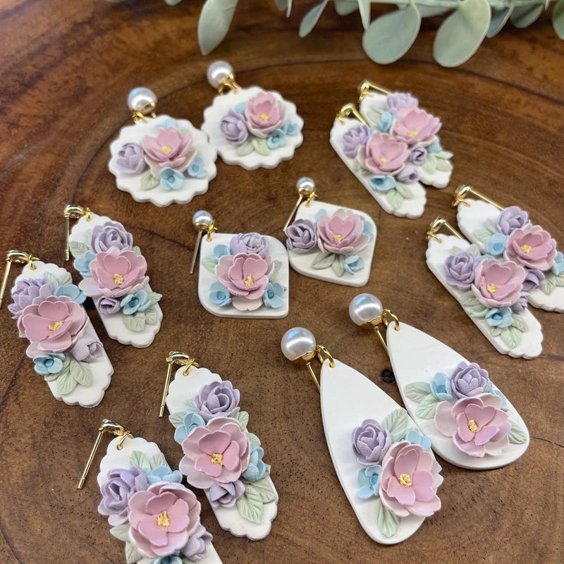 Spring Time Clay Earrings - Etsy